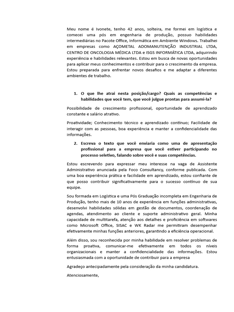 Fale Sobre Você | PDF