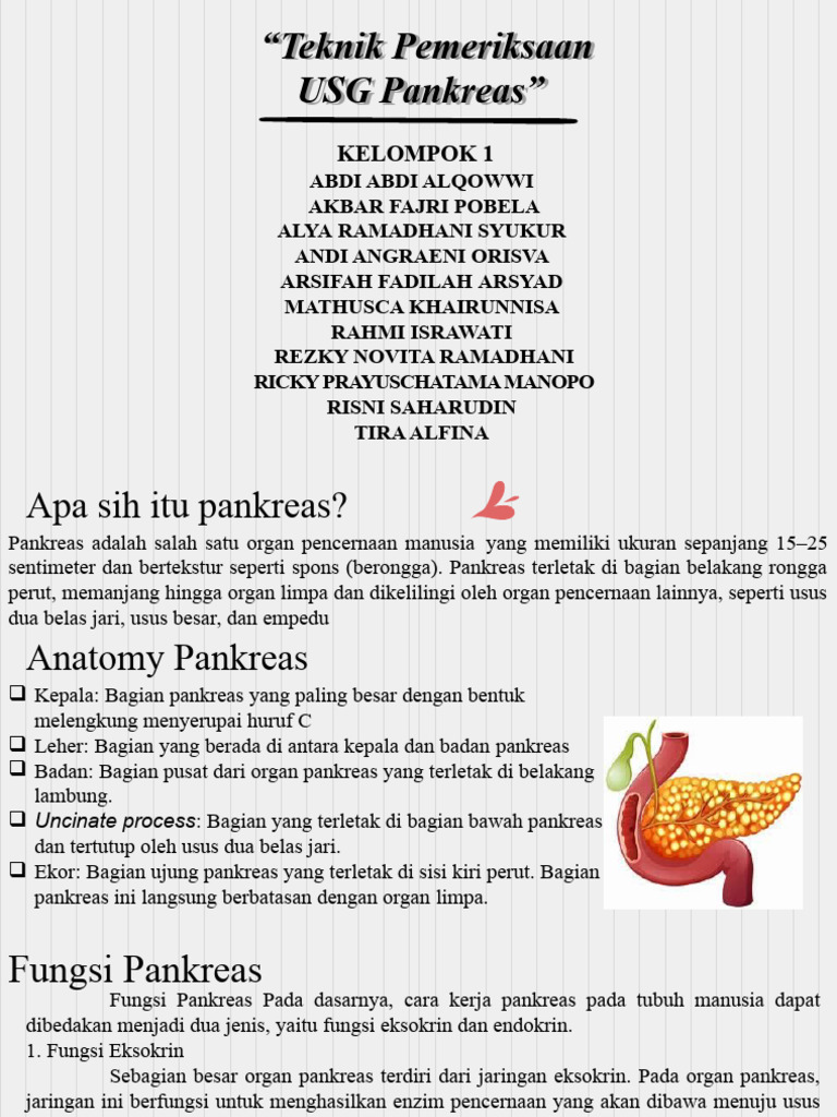Kelas A - 1 - PPT Teknik Usg Pankreas | PDF