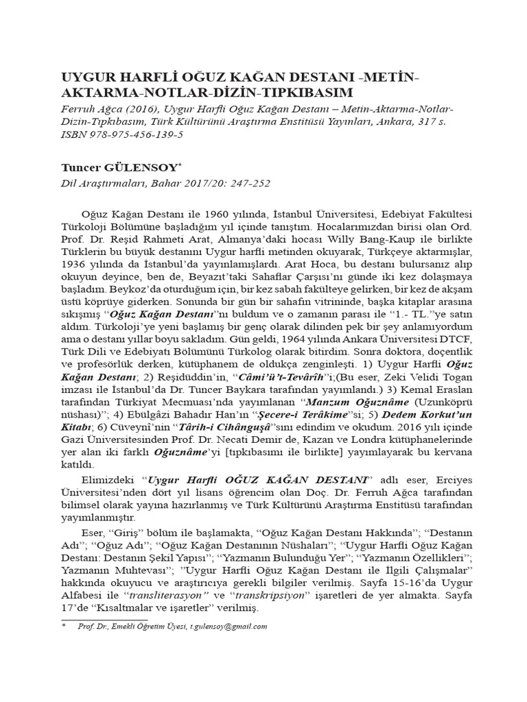 Uygur Harfl o Uz Ka An Destani - Met Naktarma - Notlar-D Z N-Tipkibasim (#872352) - 1548391 | PDF