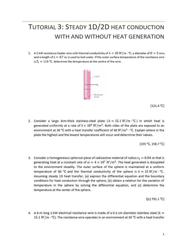 Tutorial 3 - Questions | PDF | Heat Transfer | Sphere