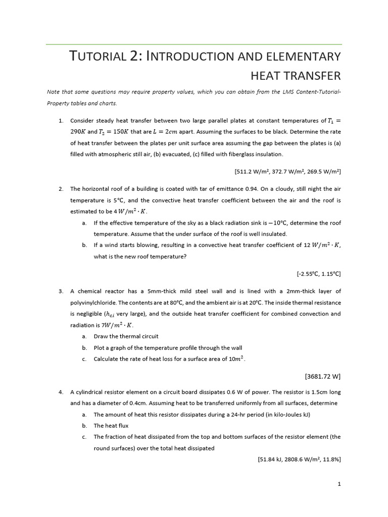Tutorial 2_questions | PDF | Heat Transfer | Thermal Insulation