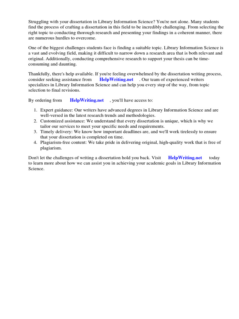 Dissertation Topics Library Information Science | PDF | Thesis | Libraries