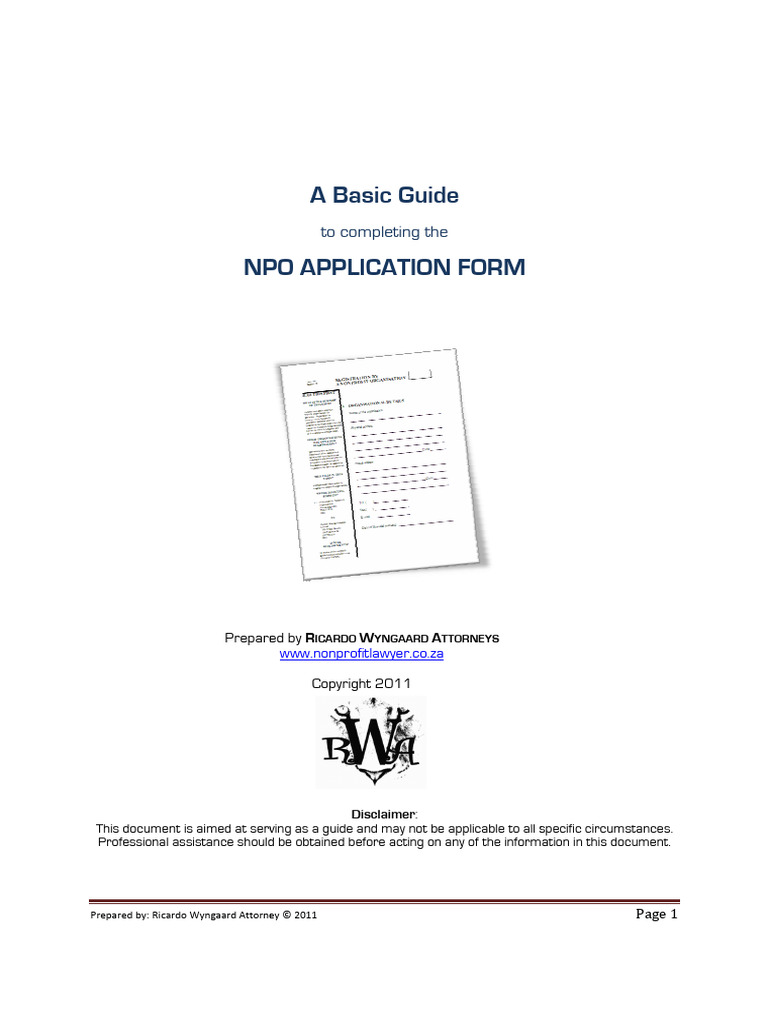 How To Complete The NPO Application Form 2011 | PDF | Nonprofit ...