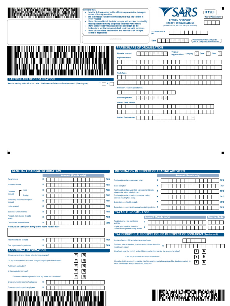 IT12EI - Return of Income Exempt Organisations - External Form | PDF ...