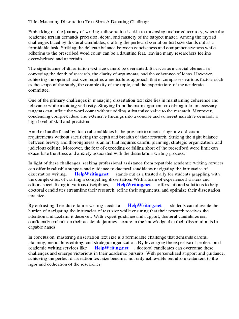 Dissertation Text Size | PDF | Thesis | Apa Style