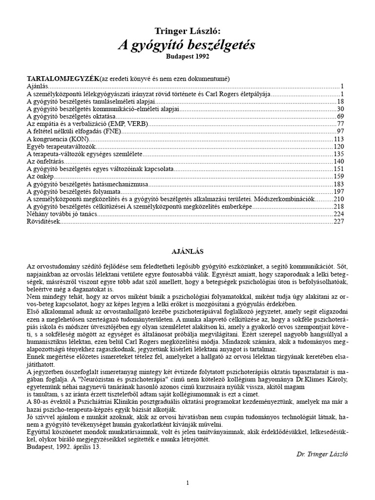 Tringer László - A Gyógyító Beszélgetés-olvasOM | PDF