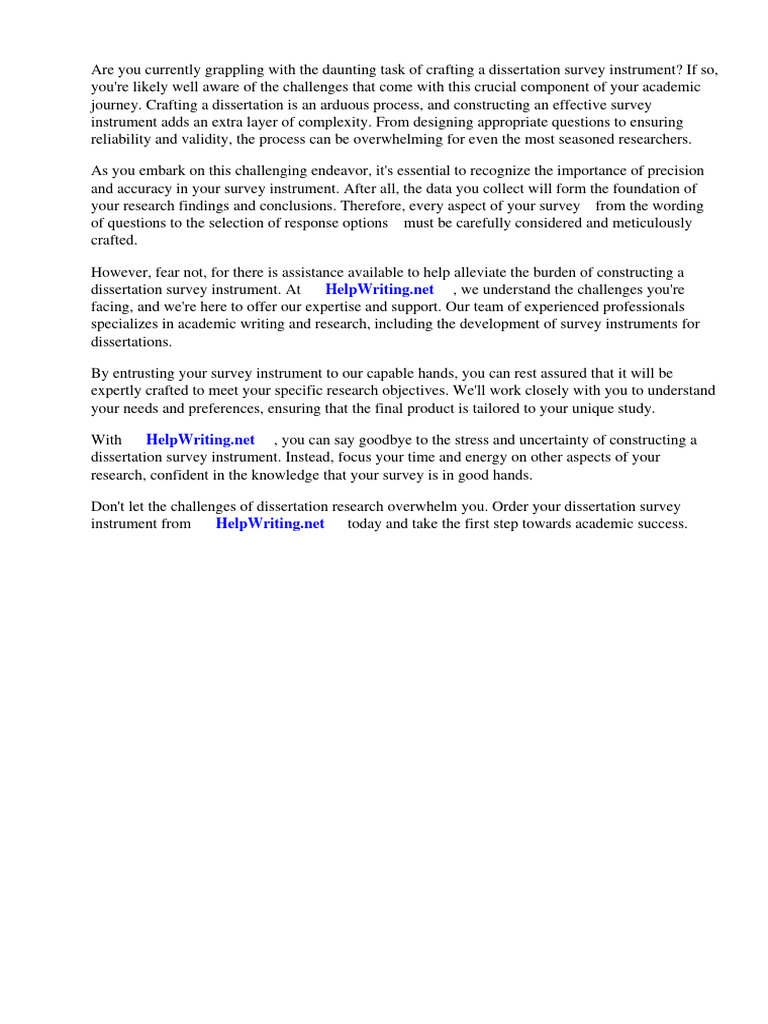 Dissertation Survey Instrument Help | PDF | Survey Methodology | Methodology