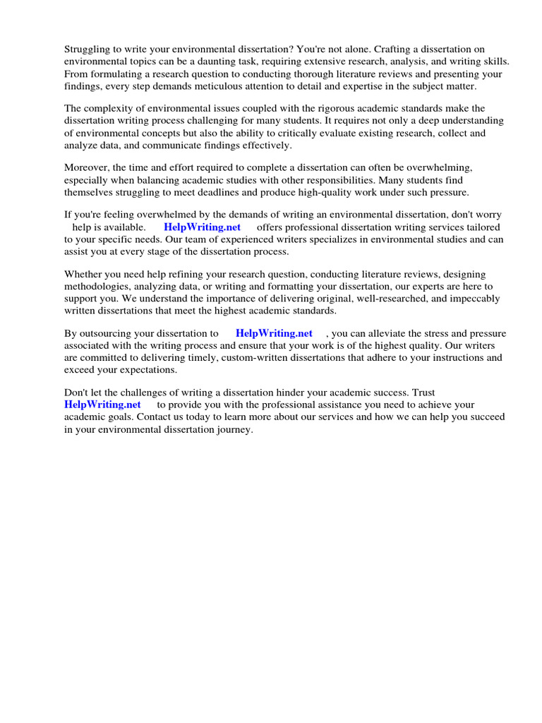 Environmental Dissertation Examples | PDF