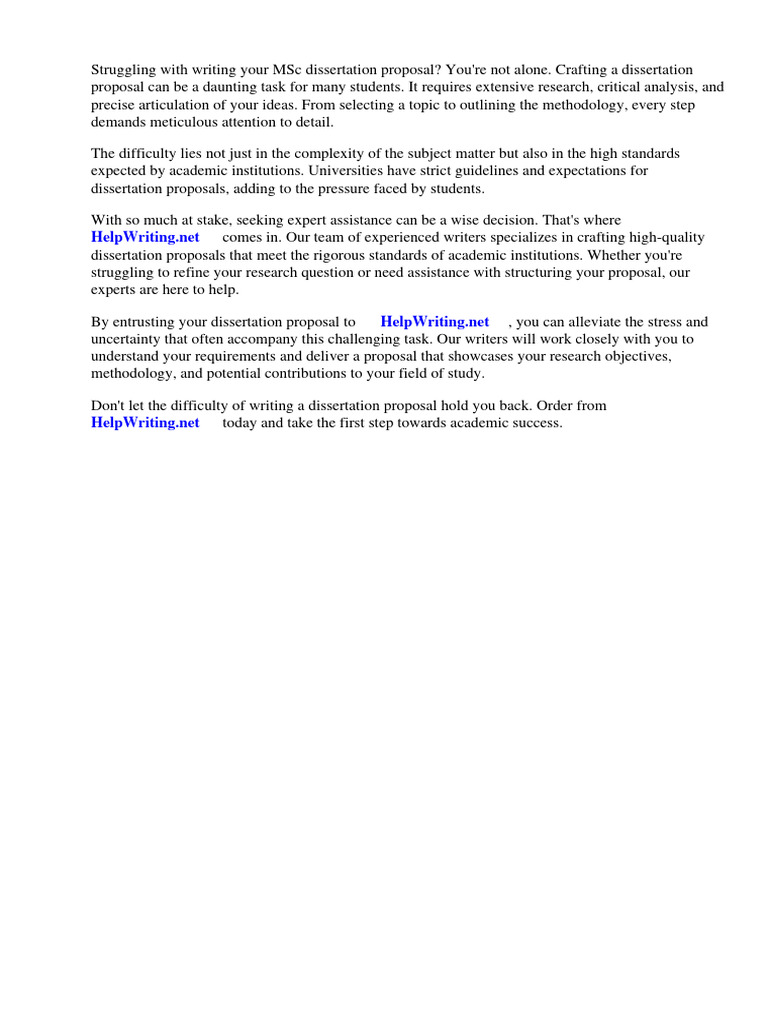 MSC Dissertation Proposal Example | Download Free PDF | Thesis | International Monetary Fund