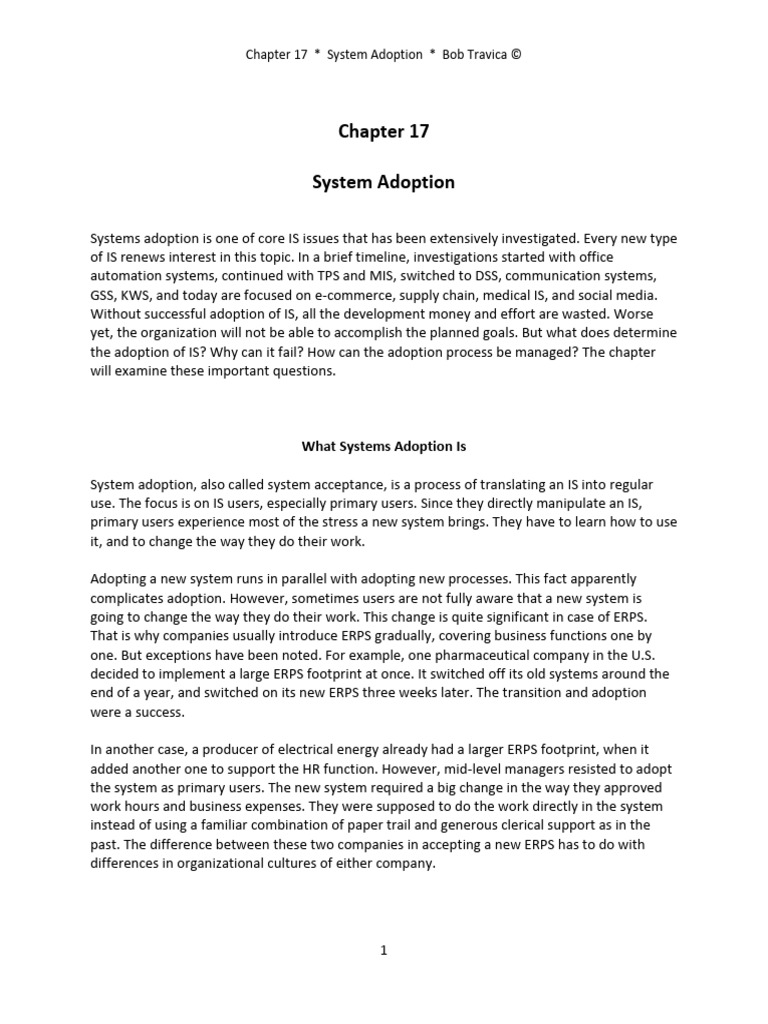 Ch17 SystemAdoption | PDF | Adoption | Electronic Health Record