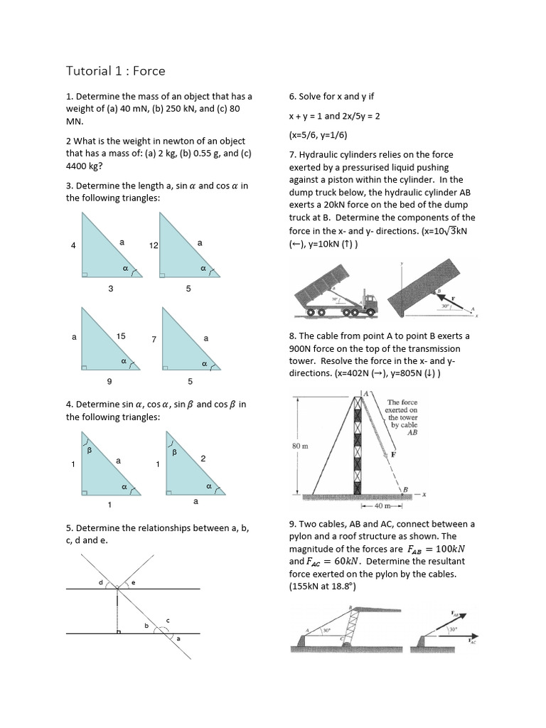 Tutorial 1 (For Week 2 Tutorials) | PDF | Force | Metrology