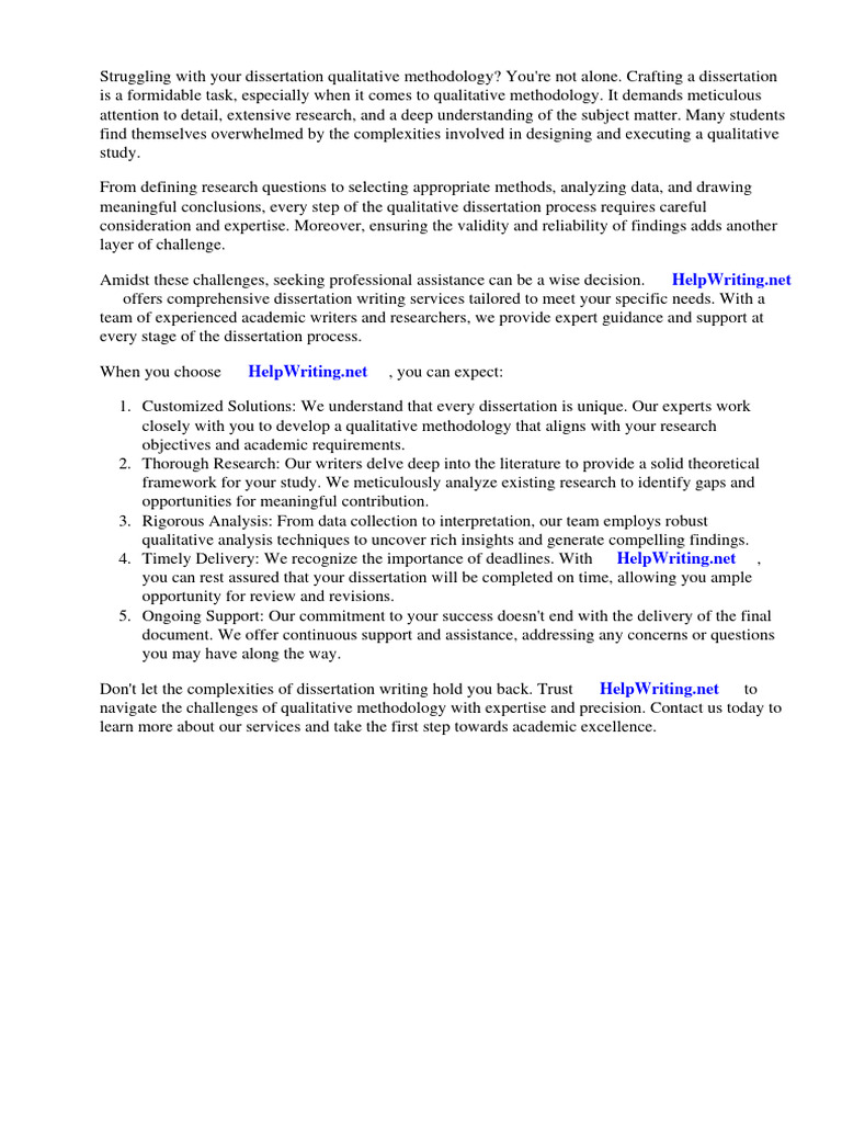 Dissertation Qualitative Methodology Example | PDF | Methodology ...