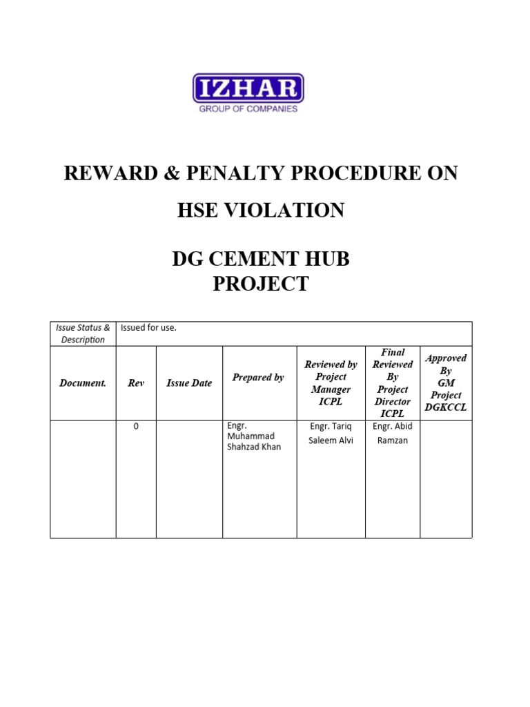Reward and Penalty Procedure On HSE Violation | PDF | Disciplines