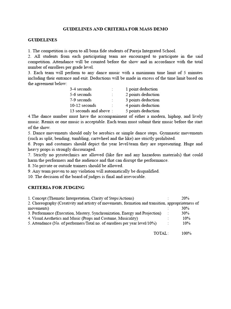 Guidelines and Criteria For Mass Demo | PDF | Art