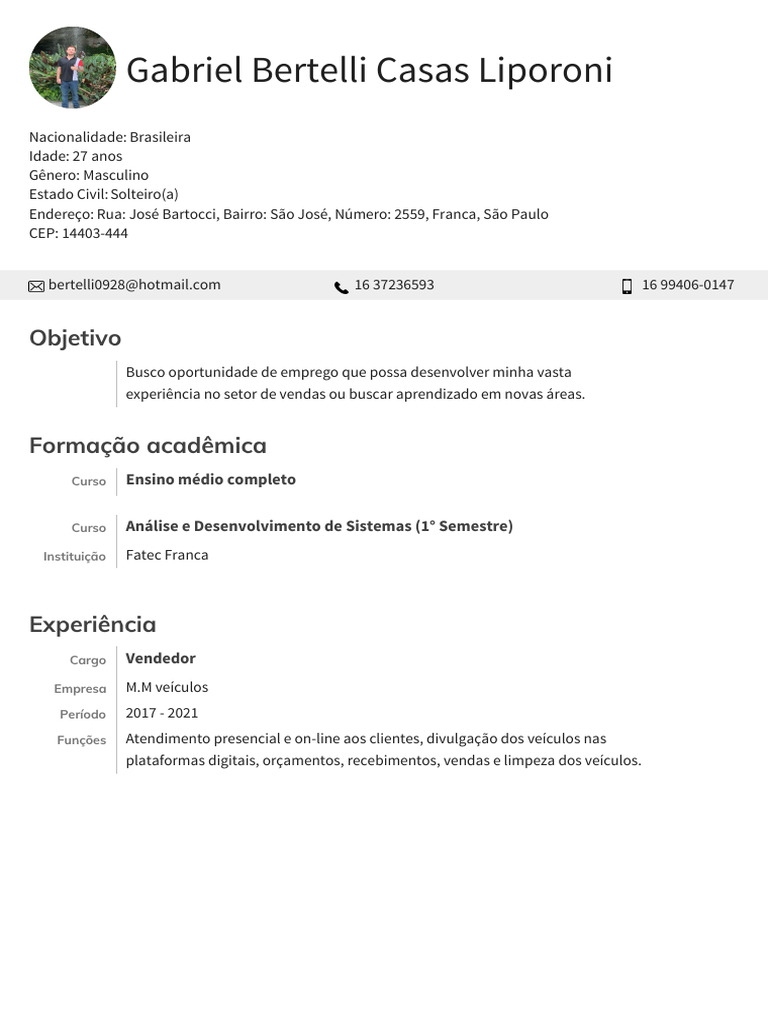 Currículo Original - Gabriel Bertelli | PDF