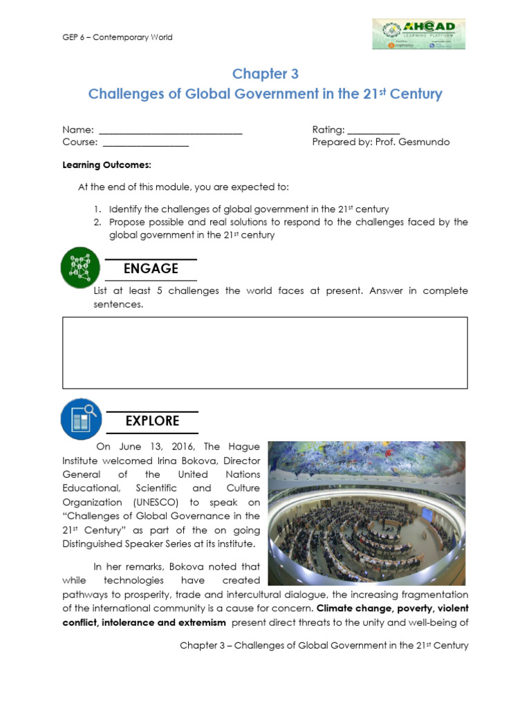 Module 3 - Challenges of Global Government in The 21st Century ...