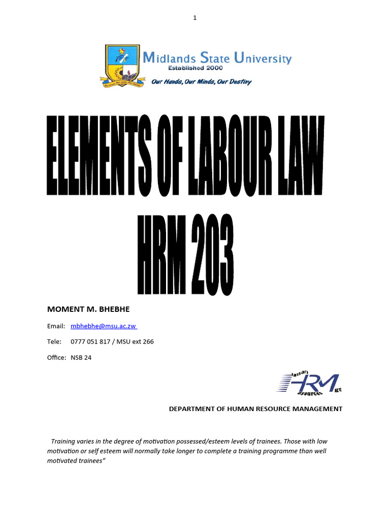 HRM 203 Elements of Labour Law 2011 Amended (Moment) | PDF | Finance ...