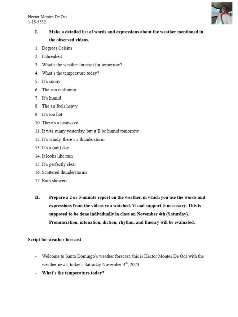 Weather Forecast Script | PDF | Weather | Rain