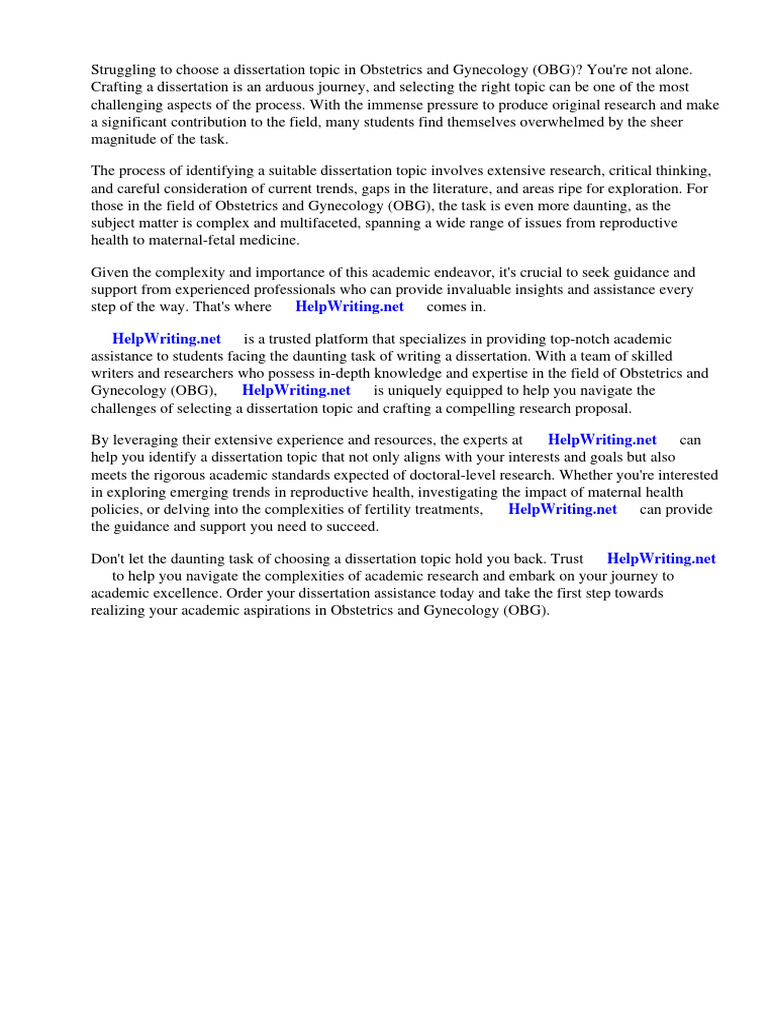 Dissertation Topics in Obg Rguhs | PDF | Thesis | Medicine