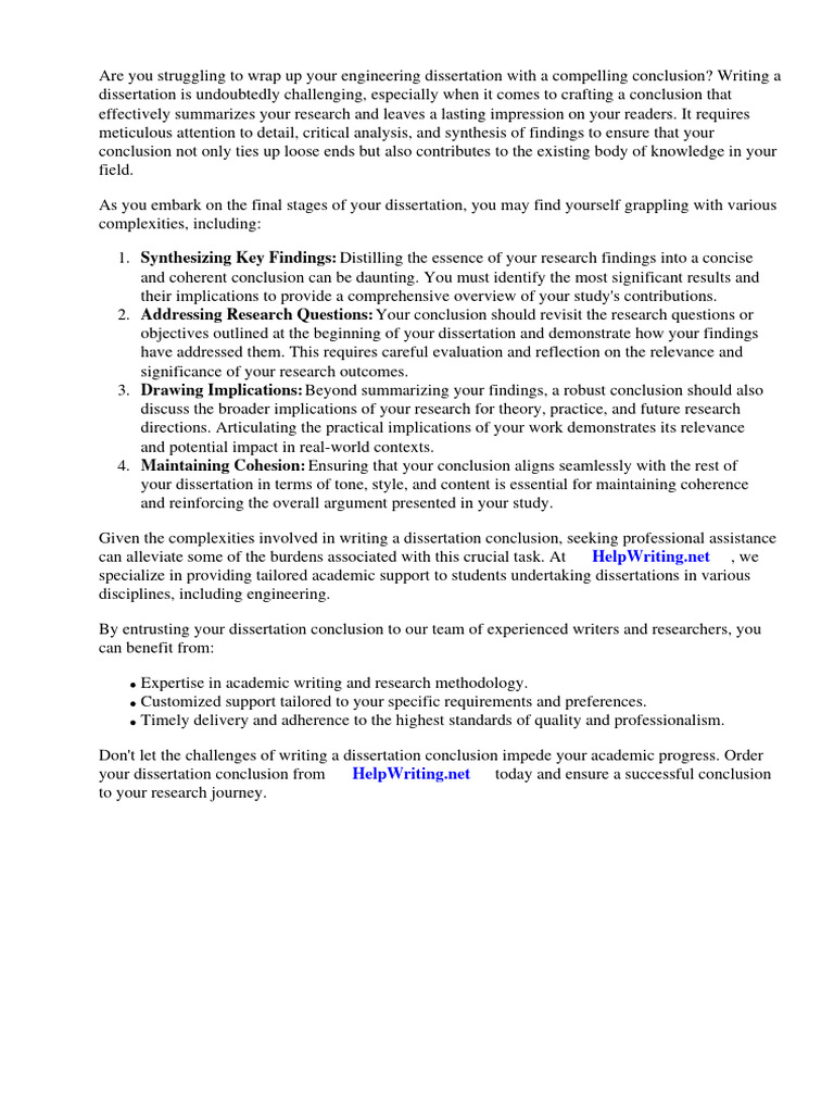 Engineering Dissertation Conclusion Example | PDF | Plagiarism | Essays