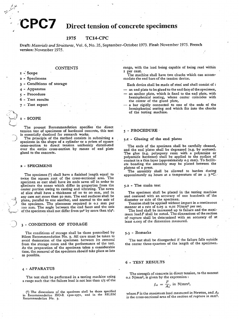 CPC7 Direct Tension of Concrete Specimens | PDF