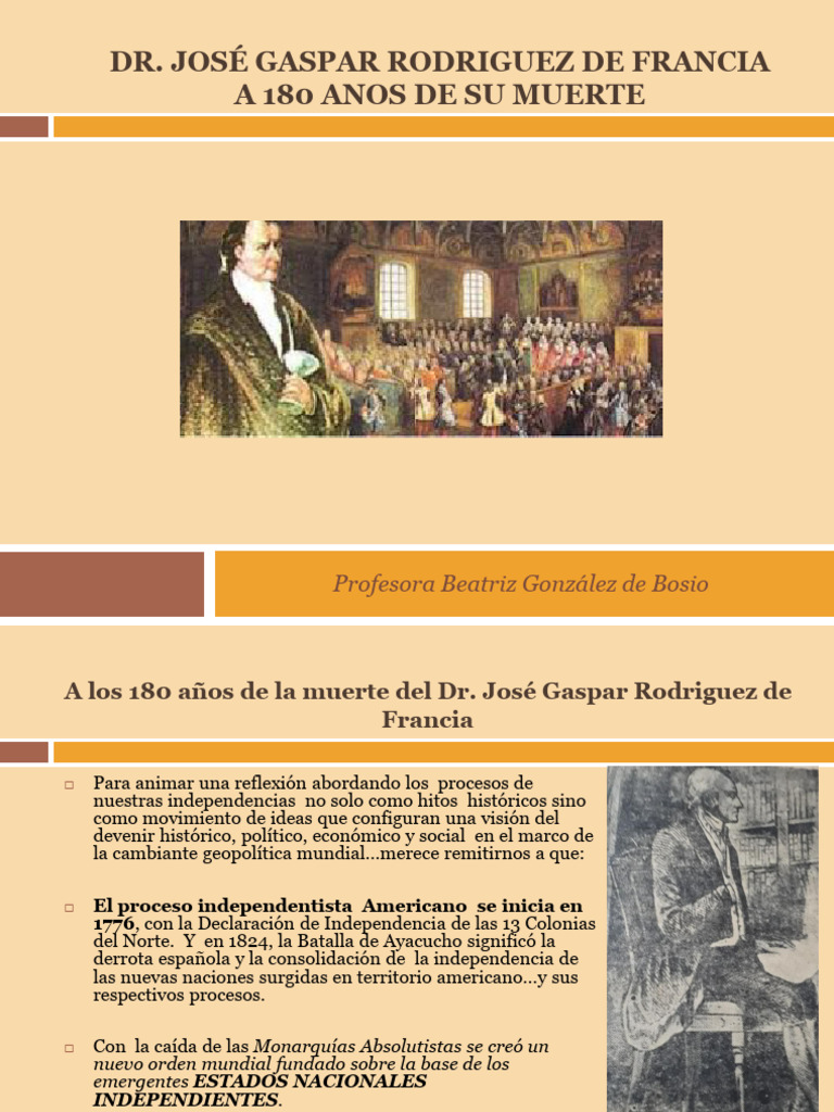 DR. JOSÉ GASPAR RODRIGUEZ DE FRANCIA A 180 ANOS DE SU MUERTE | PDF ...