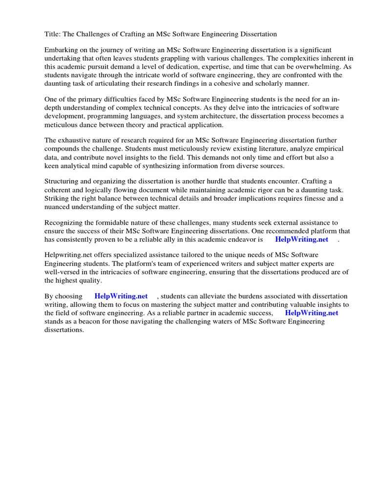 MSC Software Engineering Dissertation | PDF | Engineering | Mitochondrial Dna