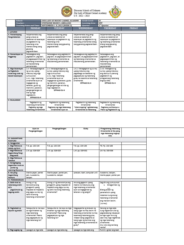 DLL - Epp 4 - Q1 - W2 | PDF