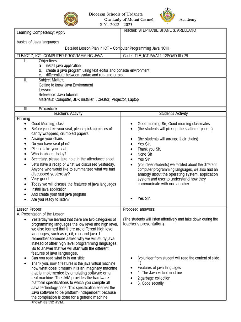 Lesson Plan Ict 7 | Download Free PDF | Java Virtual Machine | Java ... Lesson Plan Ict 7 | Download Free PDF | Java Virtual Machine | Java ...
