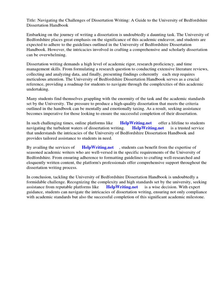 University of Bedfordshire Dissertation Handbook | Download Free PDF | Thesis | European Union