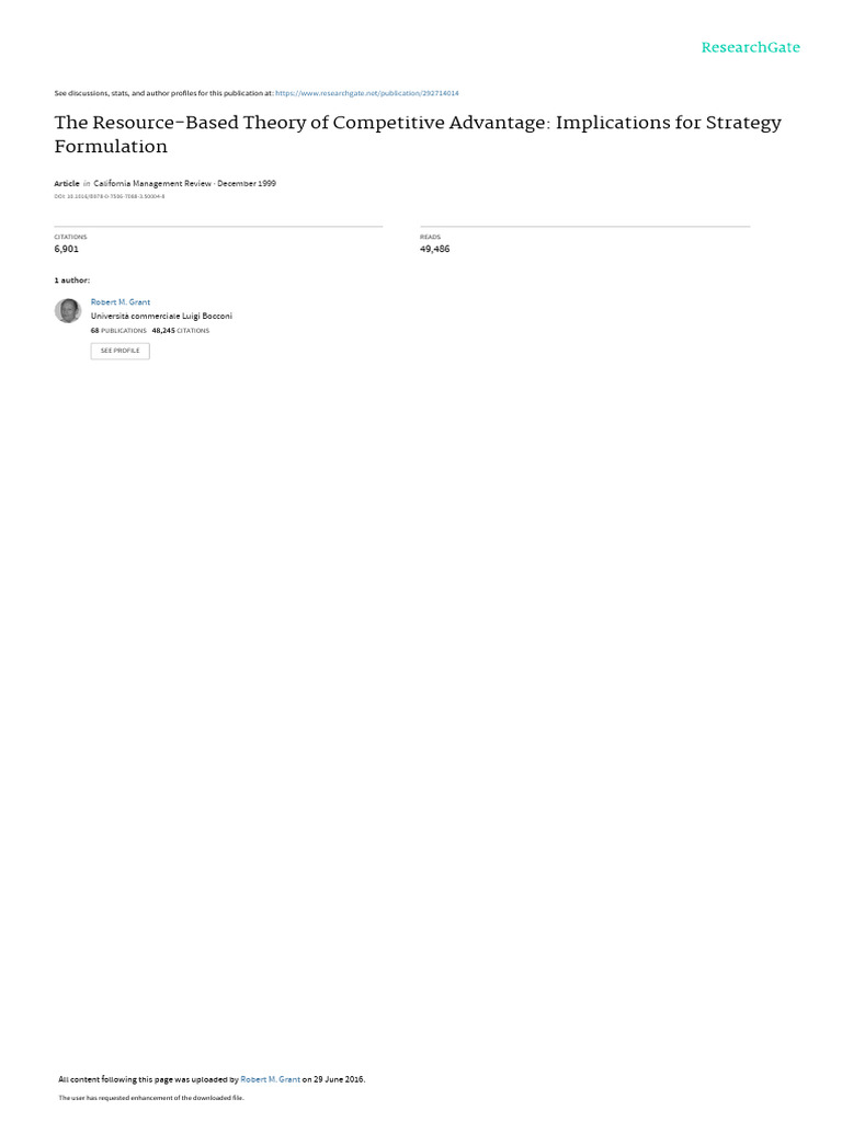 Grant1991 Resource Basedtheory | PDF