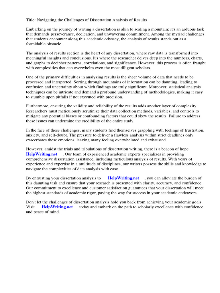 Dissertation Analysis of Results | PDF | Thesis | Statistics