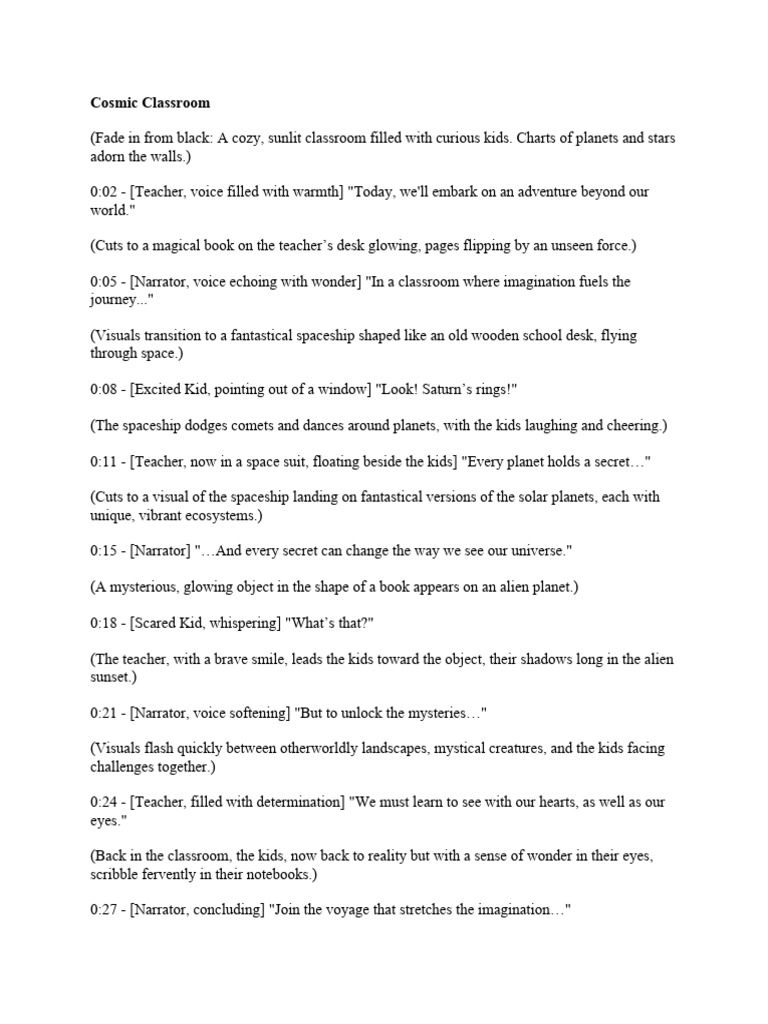 Cosmic Classroom script for short film | PDF | Classroom | Astronomy