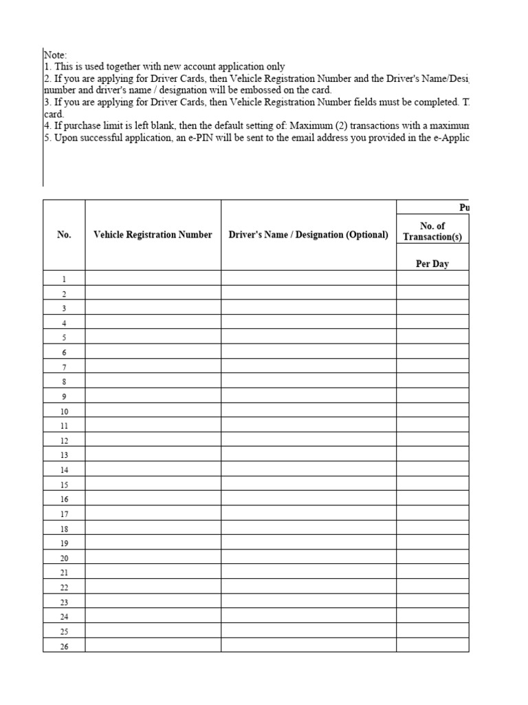Shell Card Ordering Form for New Application | PDF