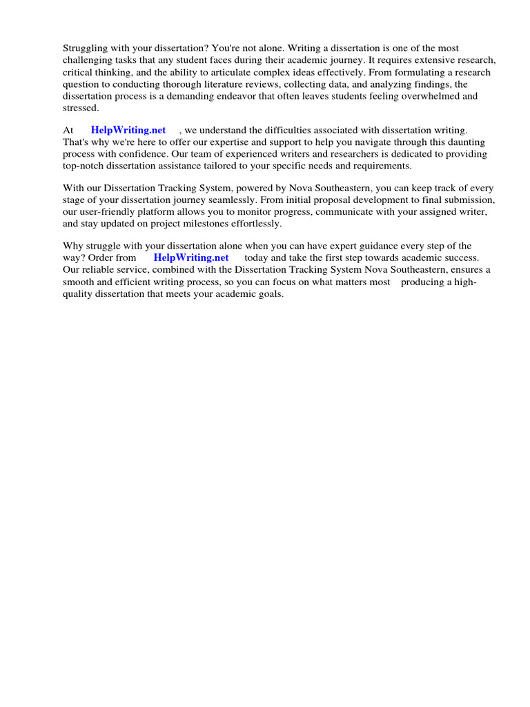 Dissertation Tracking System Nova Southeastern | PDF