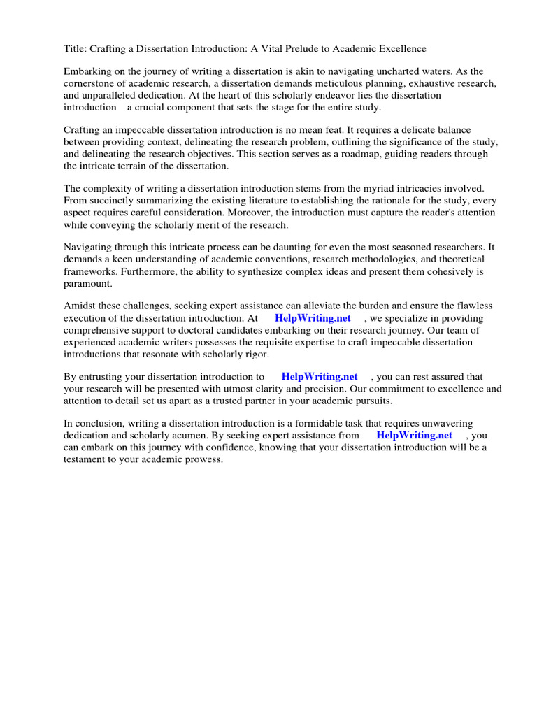 A Dissertation Introduction Sample | PDF | Thesis | Methodology