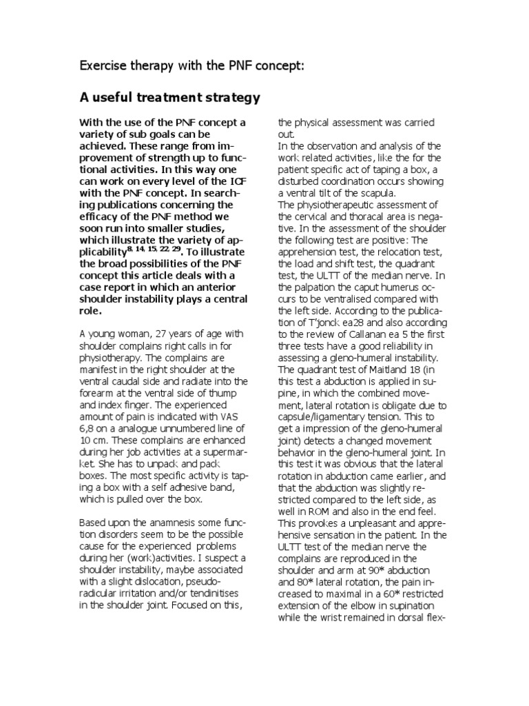 PNF Concept | PDF | Shoulder | Anatomical Terms Of Motion
