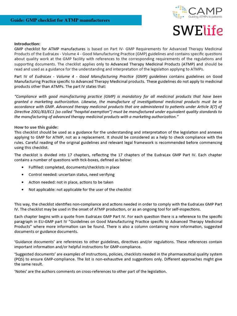 Guide GMP Checklist 2.0 | PDF | Medicine | Health Sciences