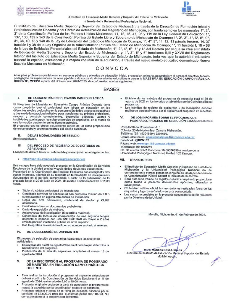 Convocatorias UPN 2024 | PDF