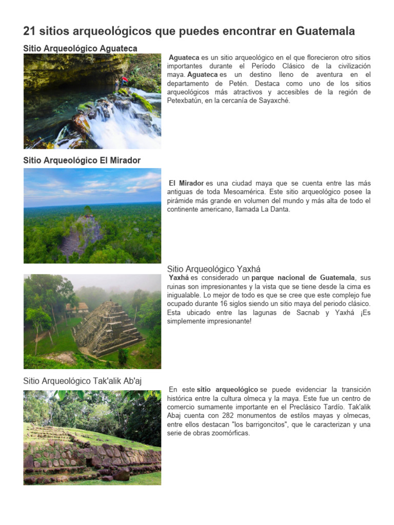 21 Sitios Arqueológicos en Guatemala | PDF | Civilización maya ...