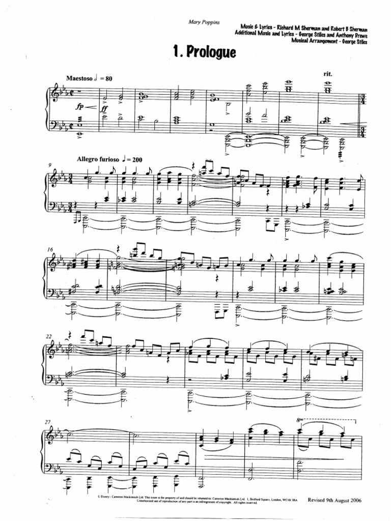 MAry Poppins Conductor Score | PDF