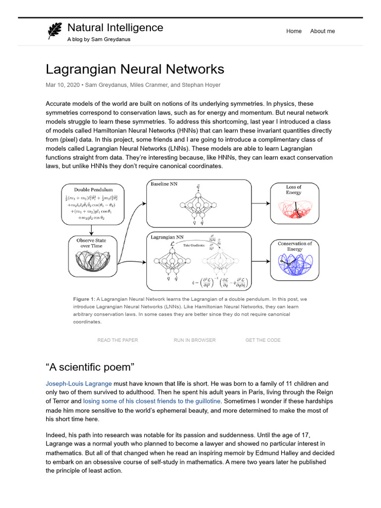 Lagrangian Neural Networks | PDF | Lagrangian Mechanics | Classical ... Lagrangian Neural Networks | PDF | Lagrangian Mechanics | Classical ...