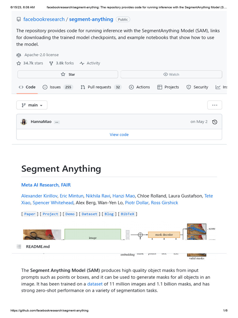 Segment Anything: Facebookresearch | PDF | Software Engineering | Computer Programming