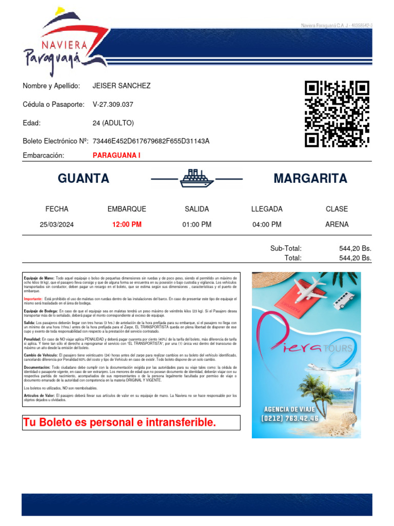 Boleto Electronico | PDF | Pasajero