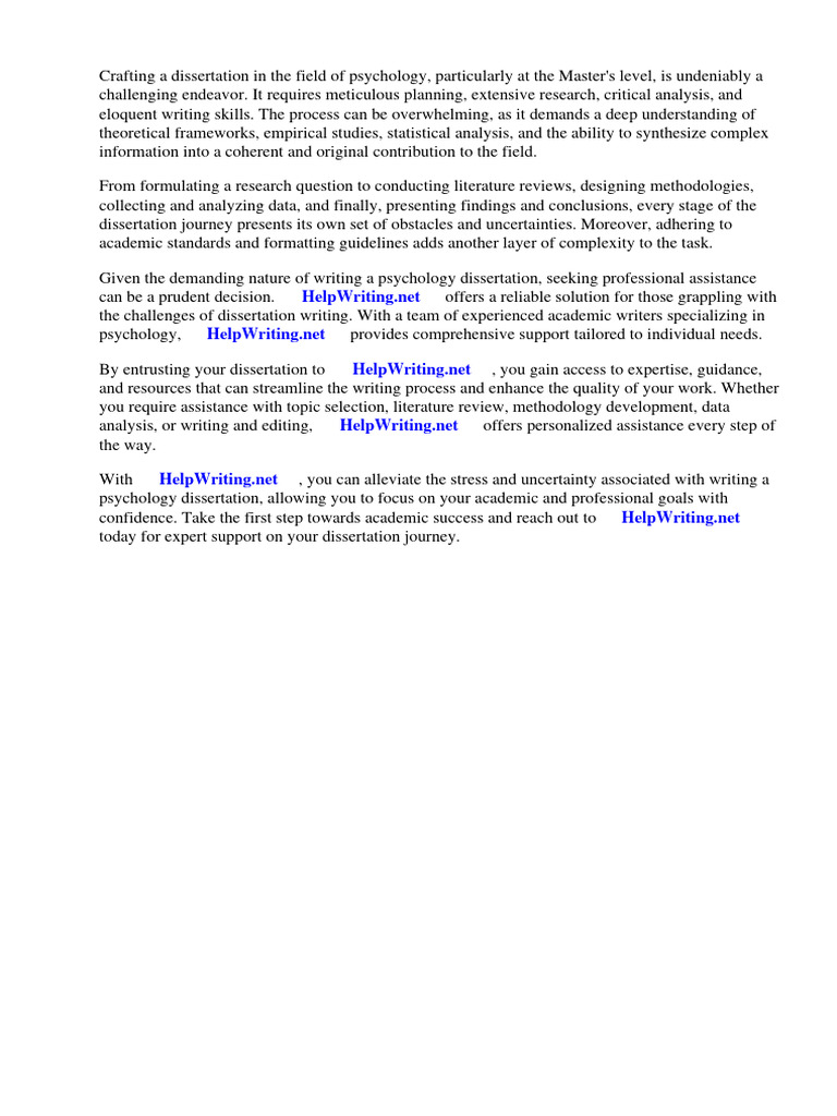 MSC Psychology Dissertation Examples | PDF | Psychology | Thesis