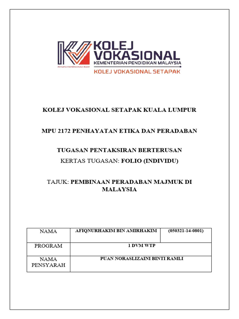 Pembinaan Peradaban Majmuk Di Malaysia Pdf 