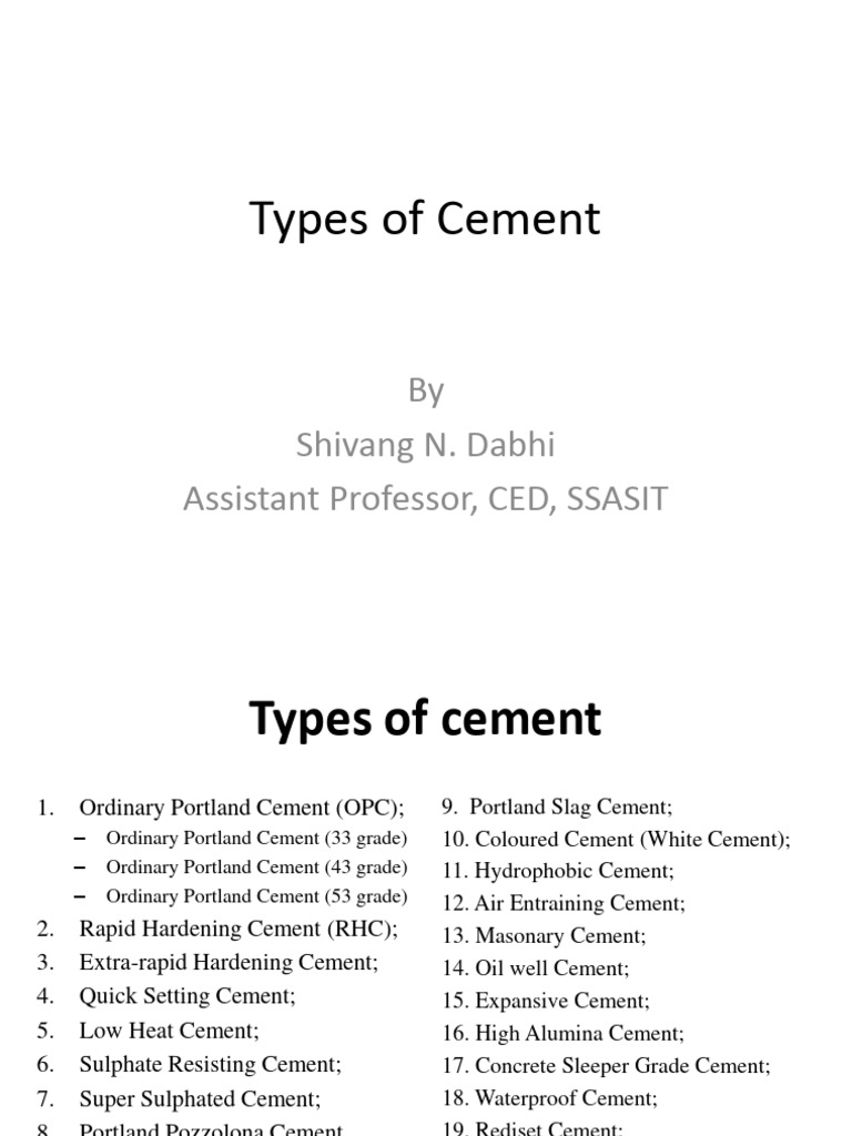 Overview of Cement Types and Uses | PDF | Cement | Concrete