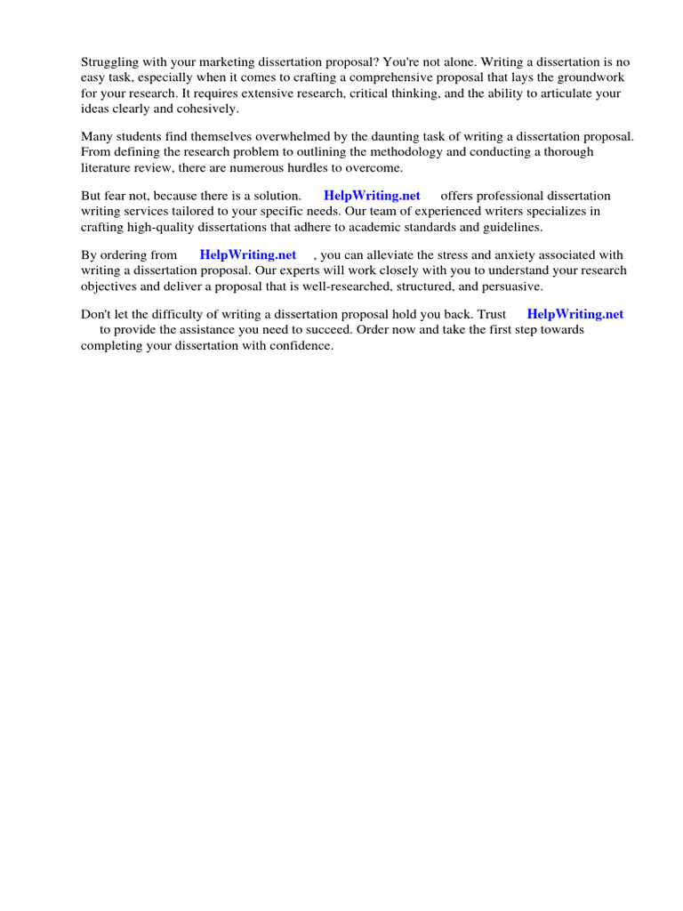 Marketing Dissertation Proposal Example | PDF | Thesis | Marketing