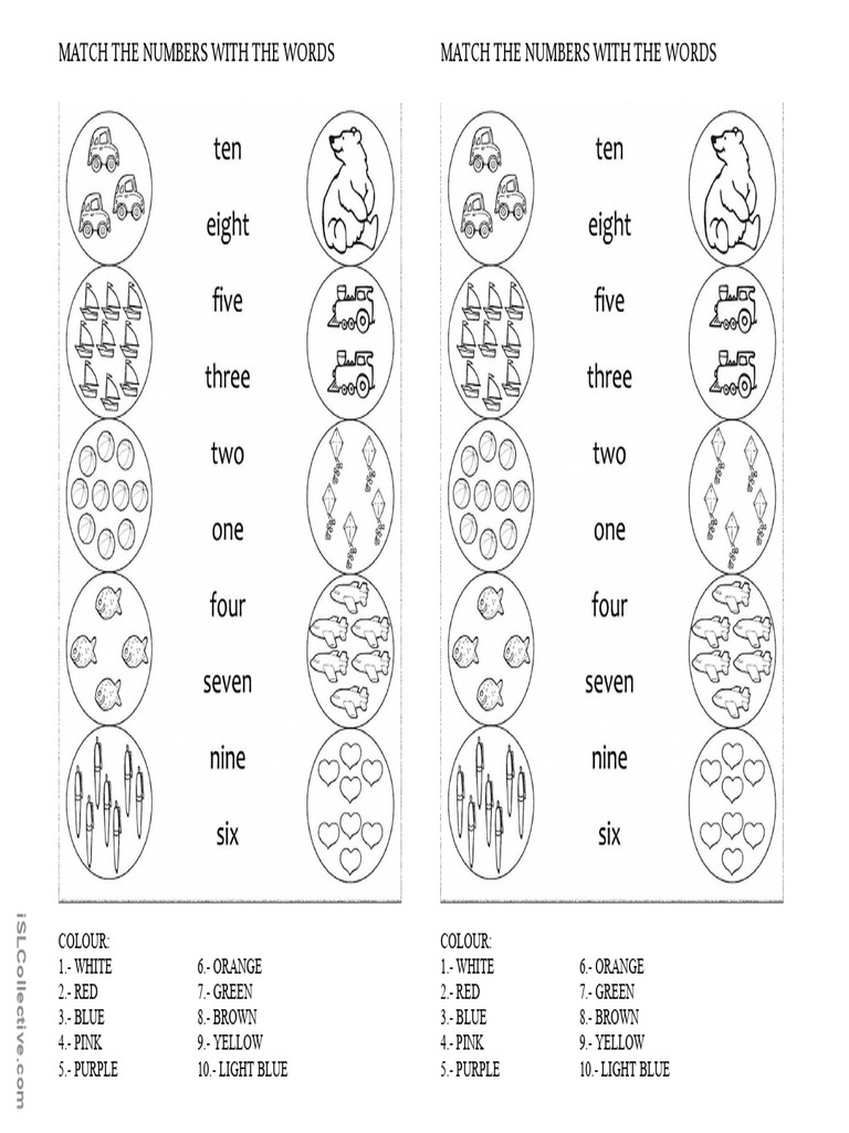 Colors and Numbers Matching Worksheet | PDF | Home & Garden