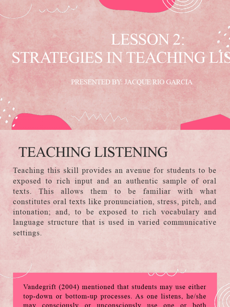 Effective Listening Teaching Strategies | PDF | Reading Comprehension ...